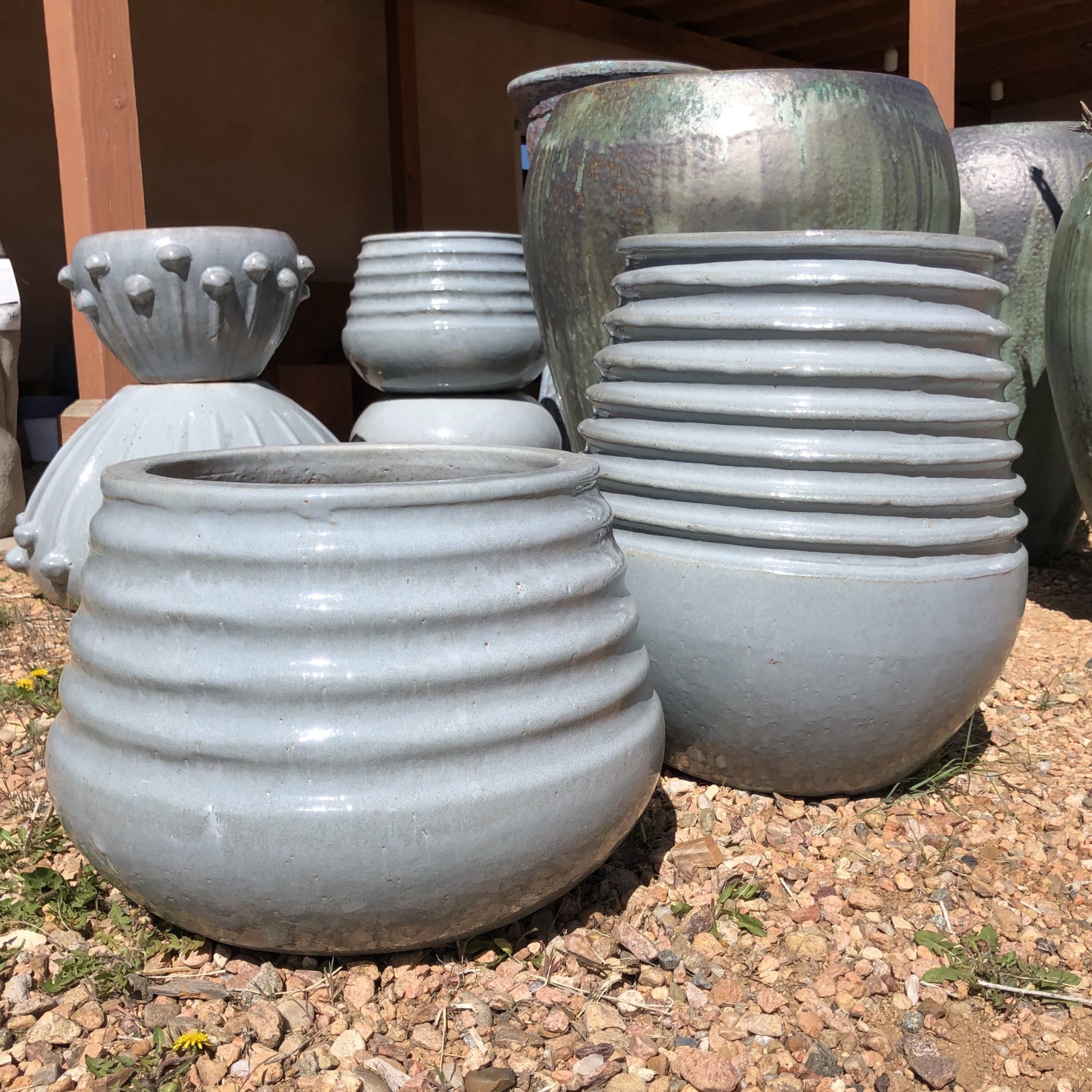 Anamese Coiled Rim Planter - Winter Sky - McCumber Fine Gardens
