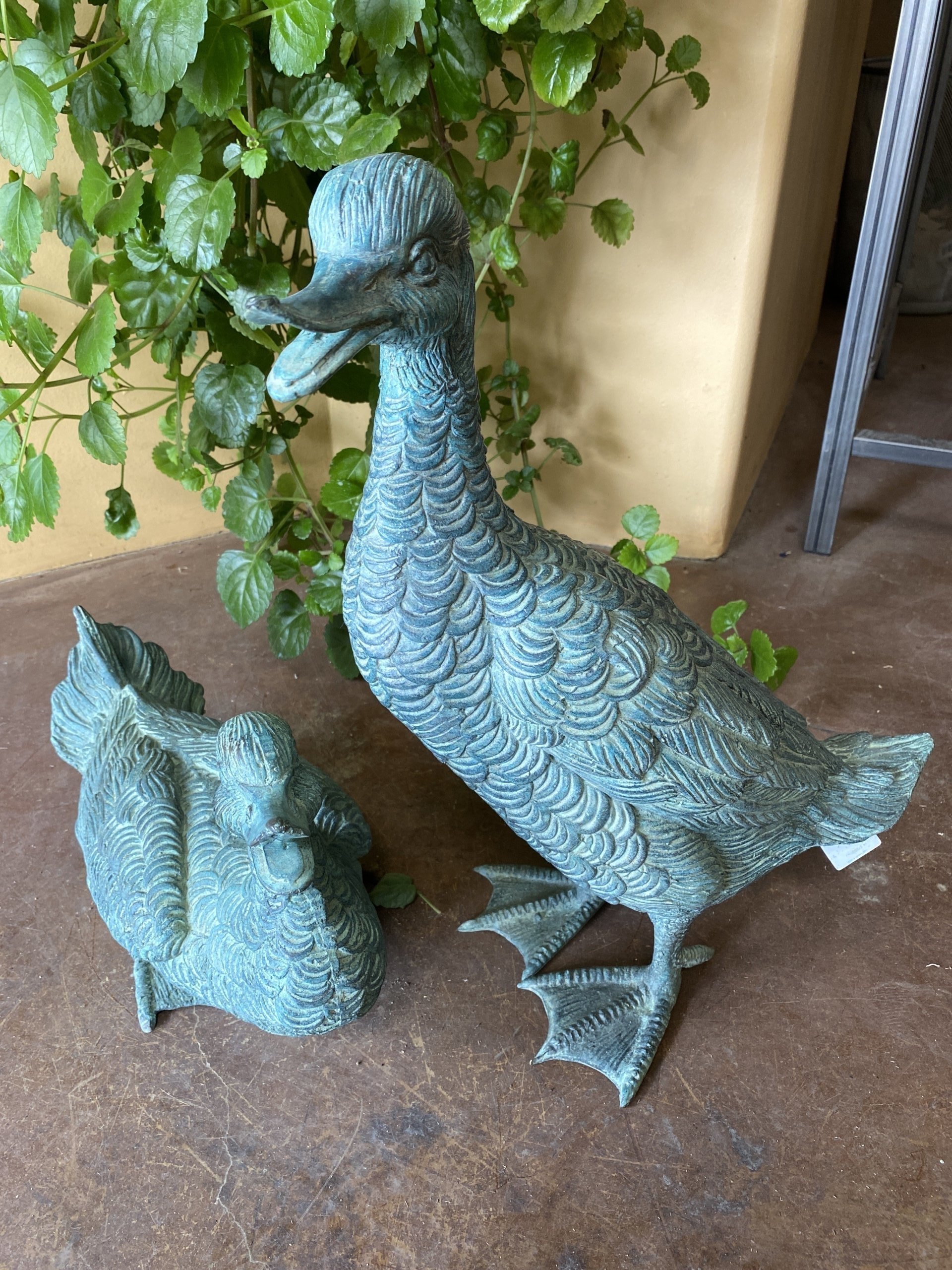 Large Bronze Duck Statues (Set of 2) - McCumber Fine Gardens