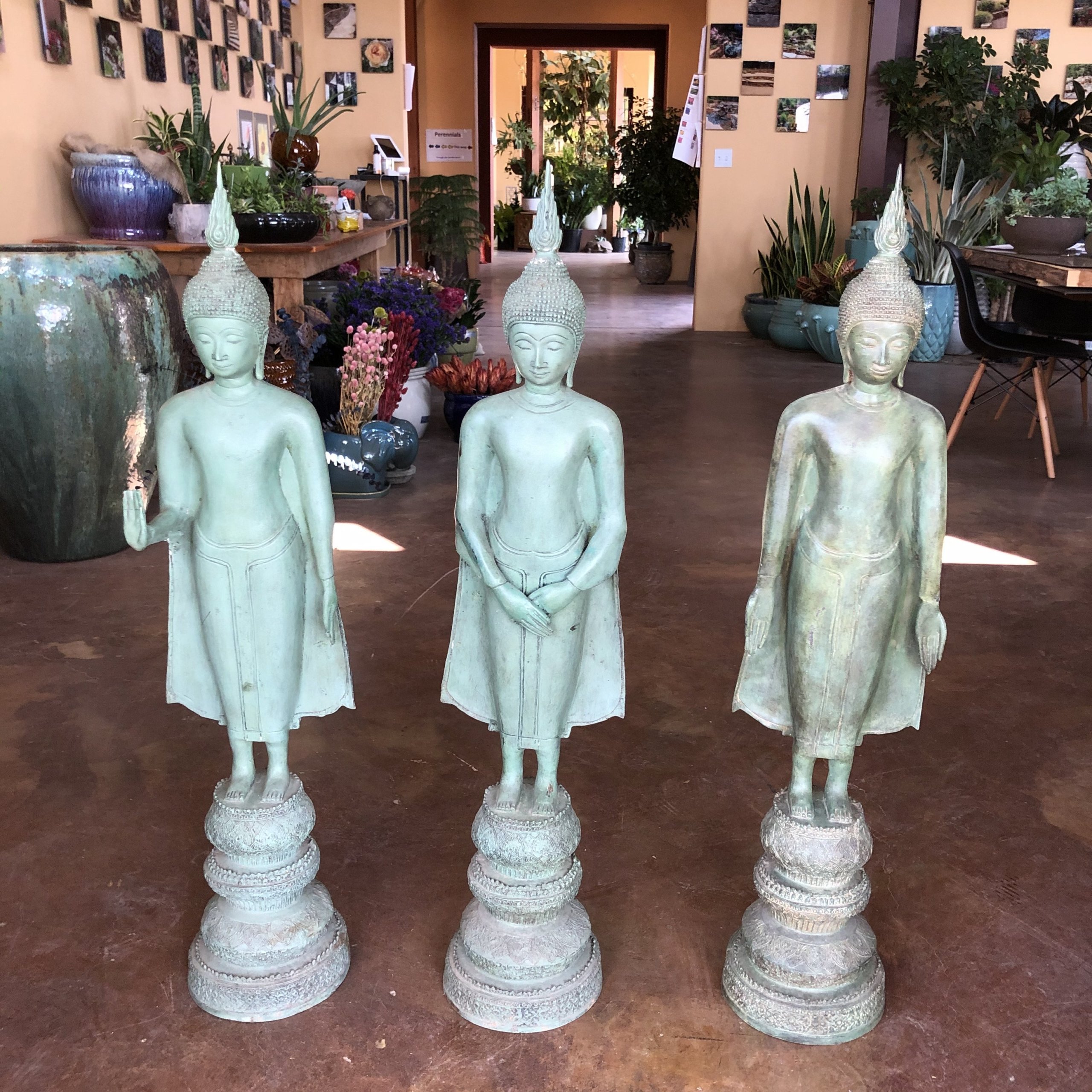 Standing Buddha Statue Bronze from Thailand - McCumber Fine Gardens