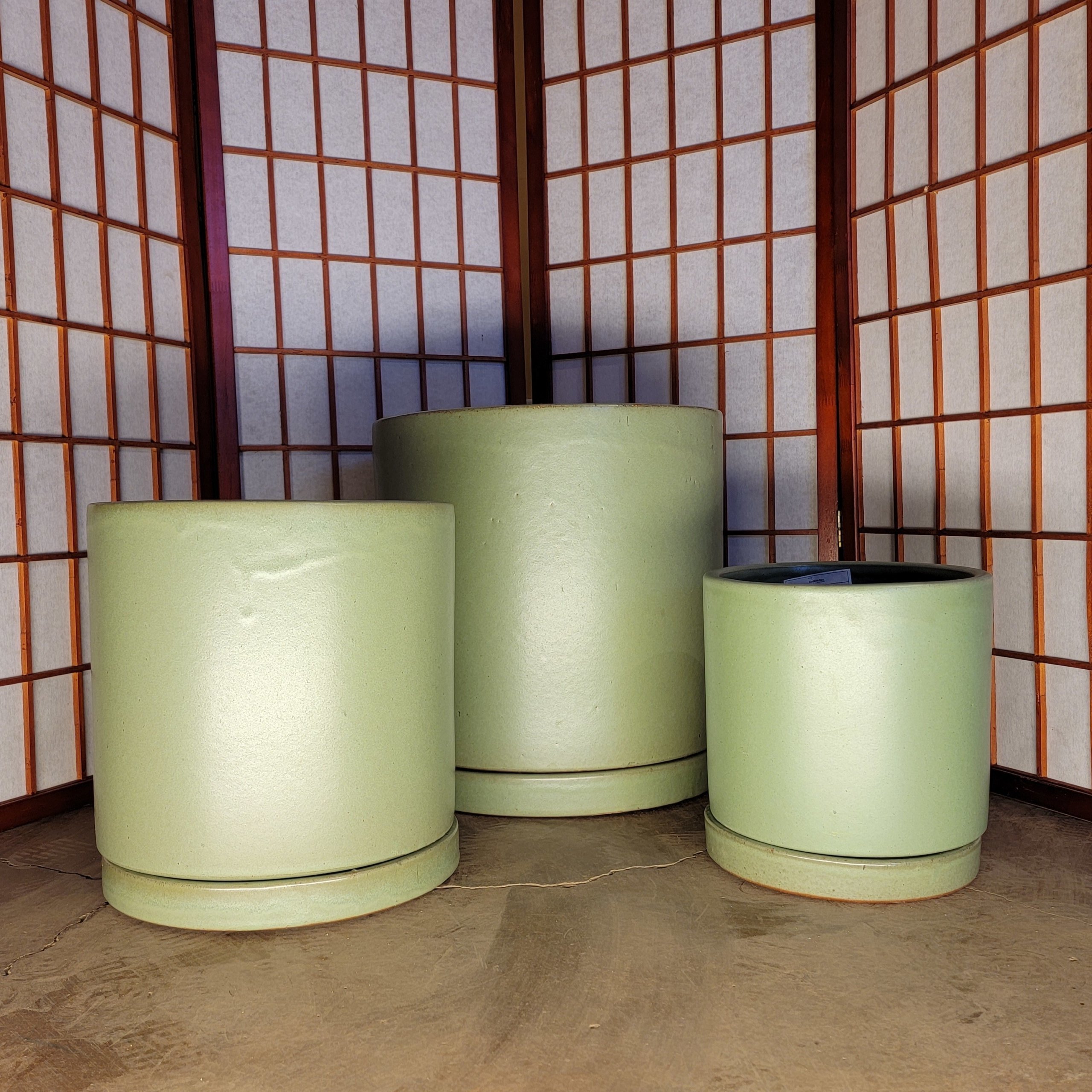 Campania I/O Cylinder Planters - Seafoam - McCumber Fine Gardens