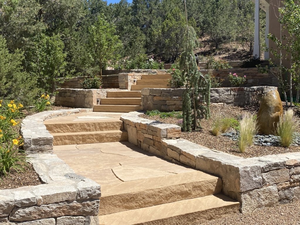 Flagstone Installation in Santa Fe - McCumber Fine Gardens