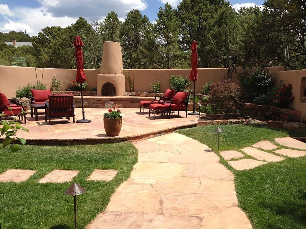 Flagstone Installation in Santa Fe - McCumber Fine Gardens